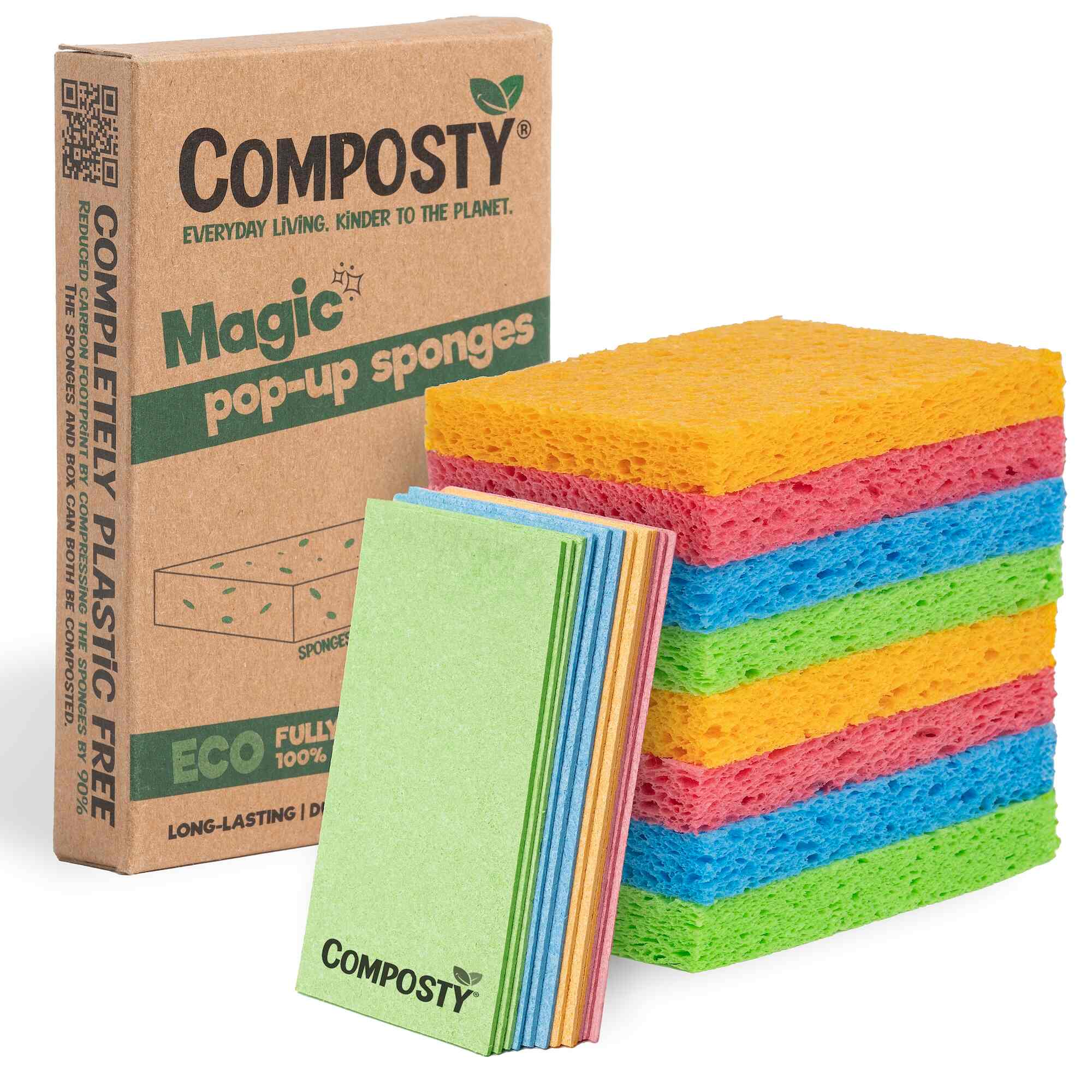 Magic Pop-Up Eco Sponges – Plastic-Free, Compostable Cleaning | Composty