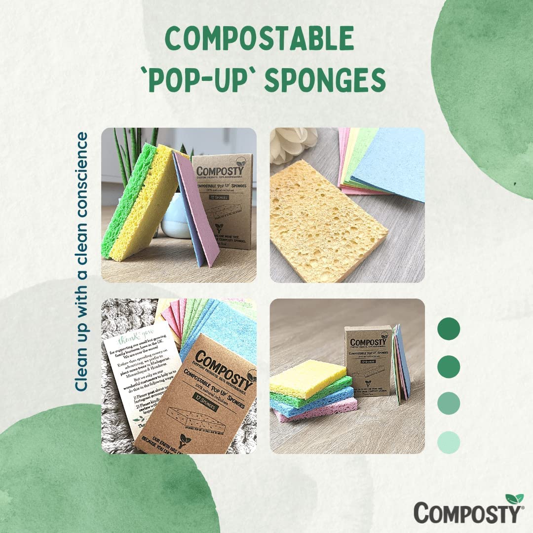 Magic Pop-Up Eco Sponges – Plastic-Free, Compostable Cleaning | Composty